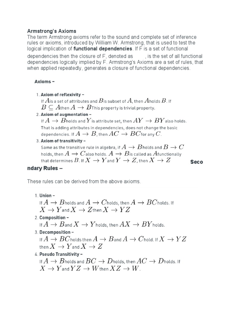 Armstrong's Axioms | PDF | Mathematical Concepts | Software Design