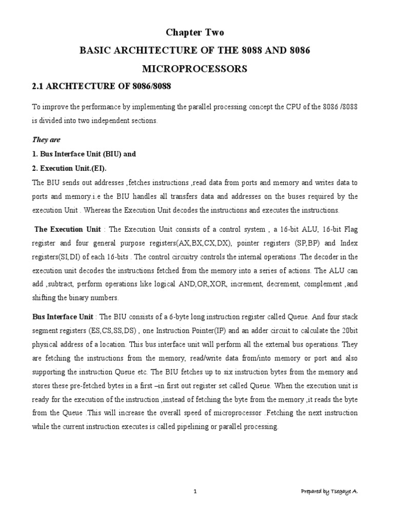 Chapter 2 8086 Architecture And system Organization | PDF | Input/Output | Central Processing Unit