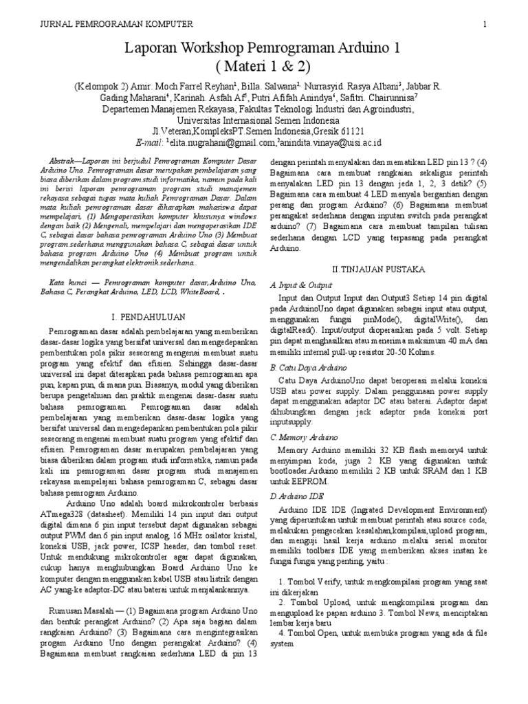 Format Jurnal Praktikum Pemrograman Komputer | PDF