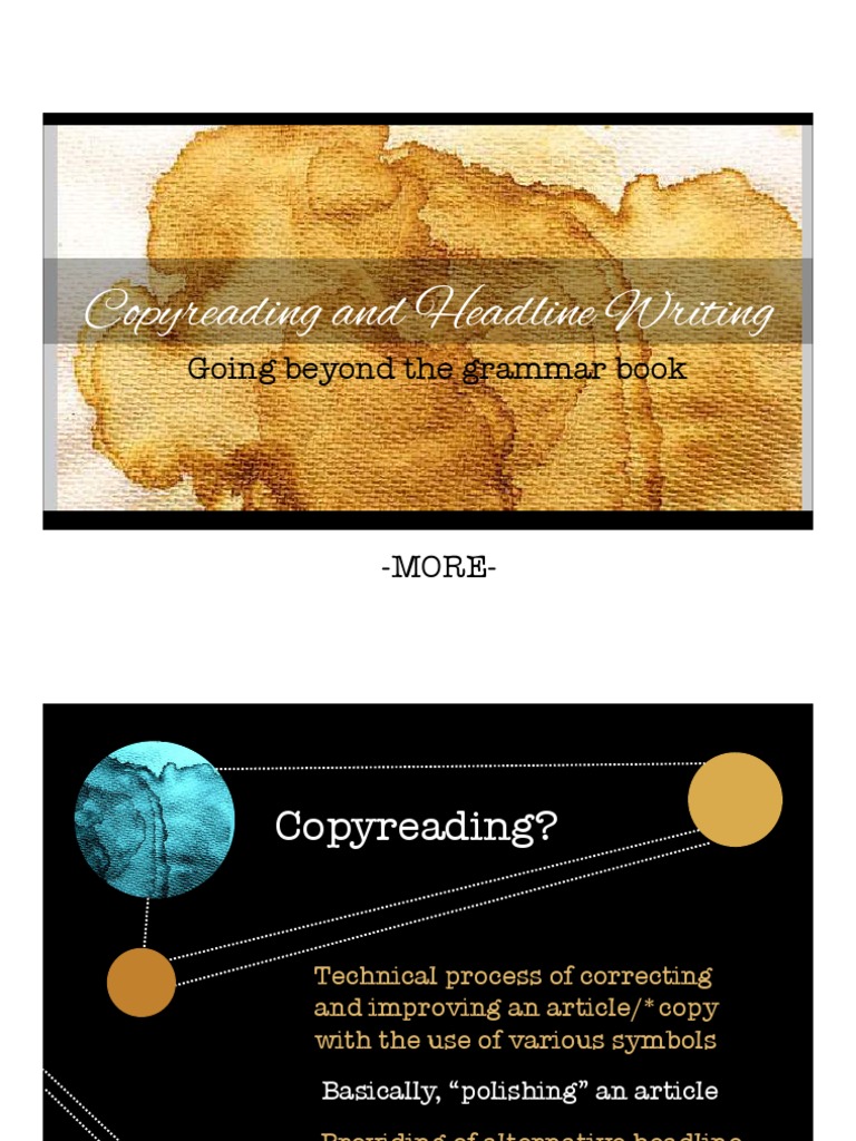 Copyreading and Headline Writing Guide | PDF | Verb | Linguistics