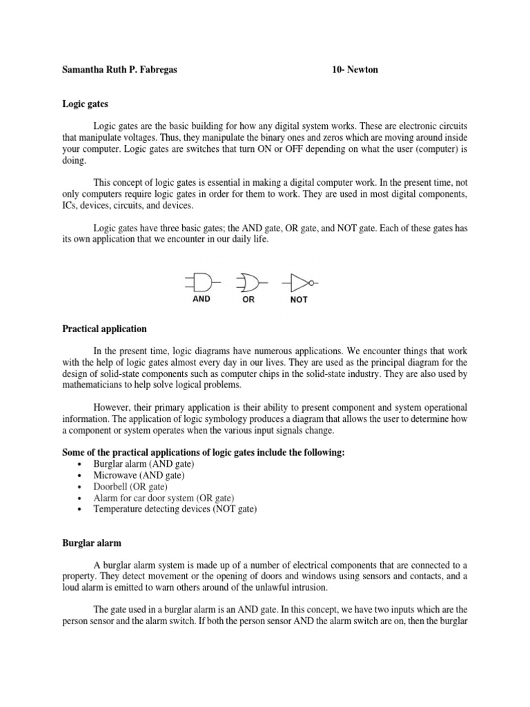 Practical Application Of Logic Gates PDF Logic Gate Security Alarm