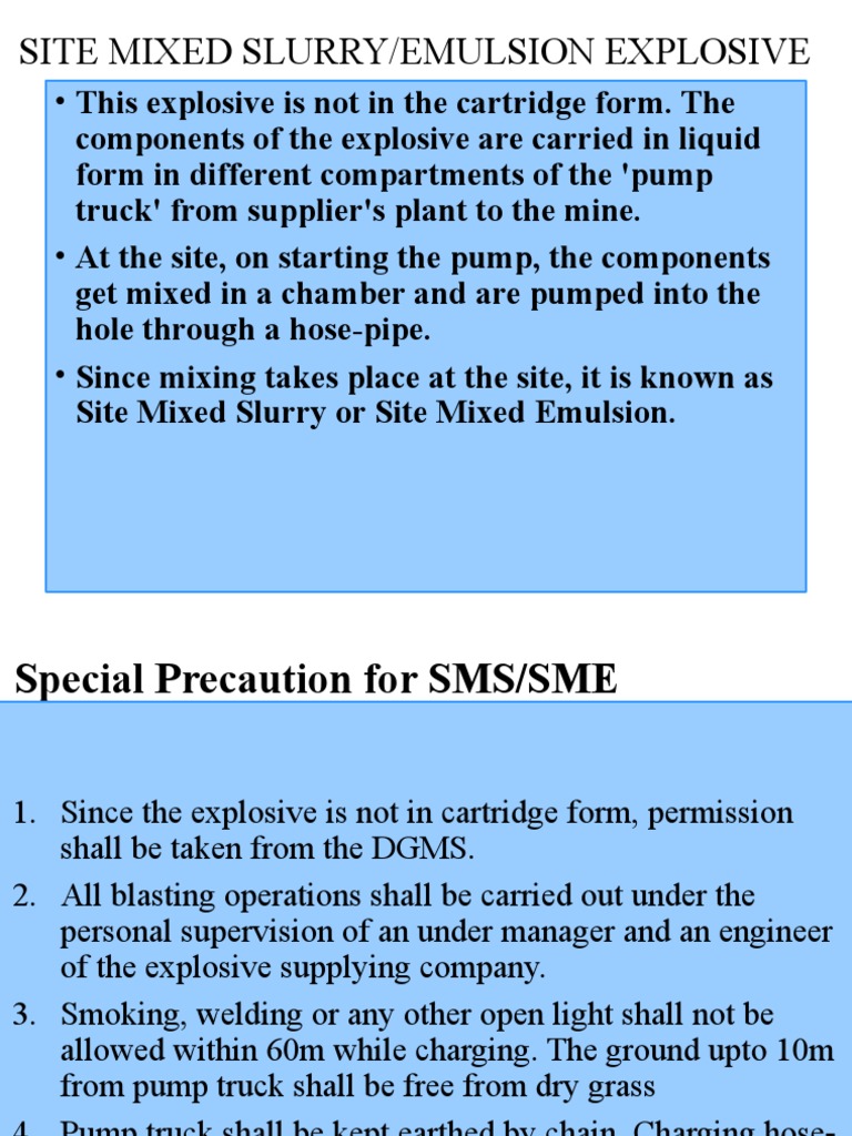 Site Mixed Slurry/Emulsion Explosives Guide | PDF