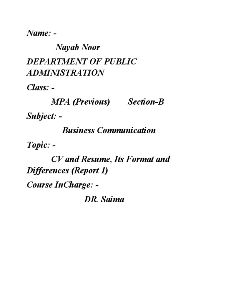 CV and Resume Report | PDF | Résumé