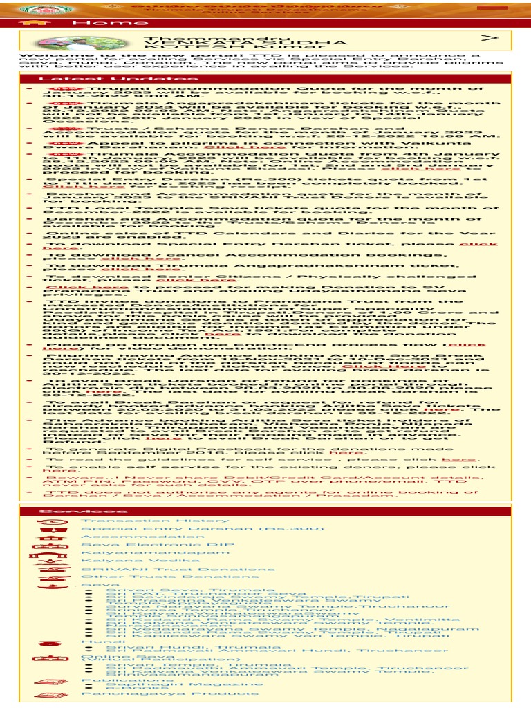 Tirumala Tirupati Devasthanams (Official Booking Portal) | PDF