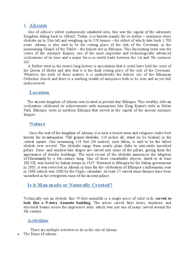 Aksum: Location | PDF