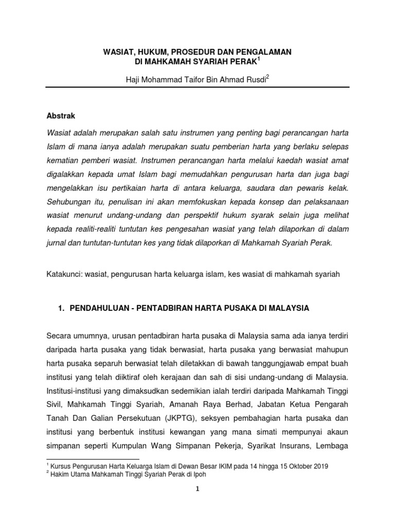 Wasiat Taifor Rusdi | PDF