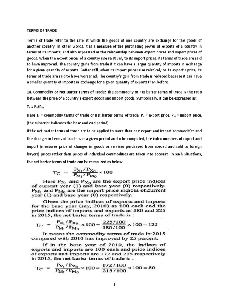 3rd Lecture 1 Terms of Trade International Economics | PDF | Terms Of ...