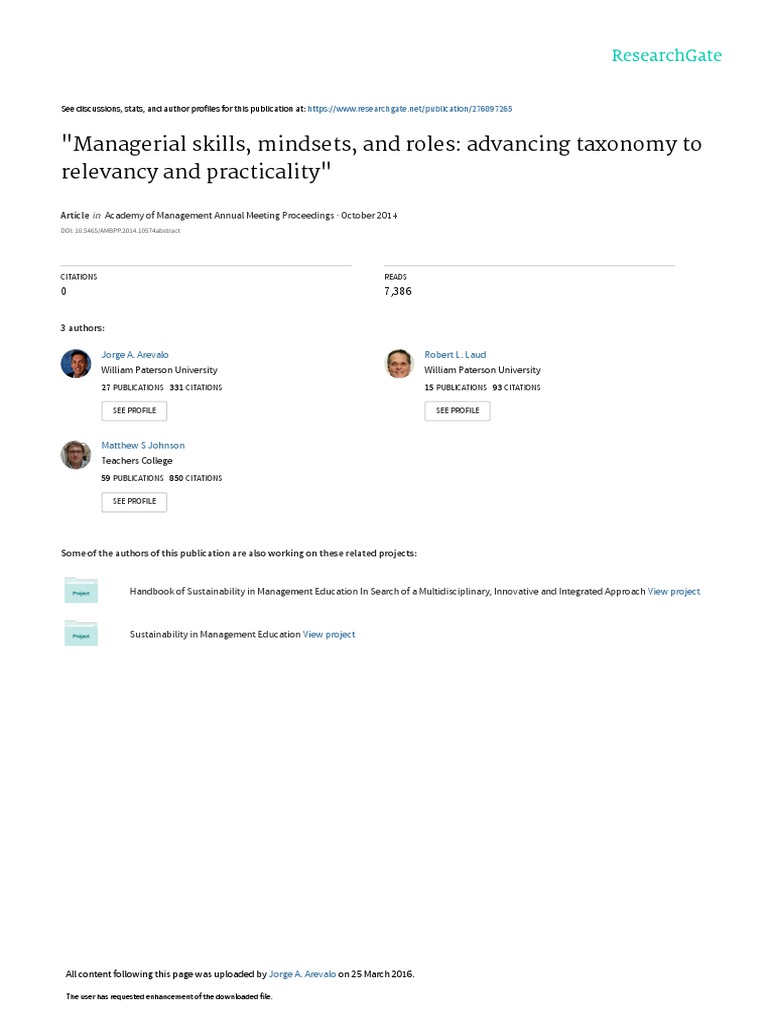 Managerial Skill | PDF | Mindset | Theory