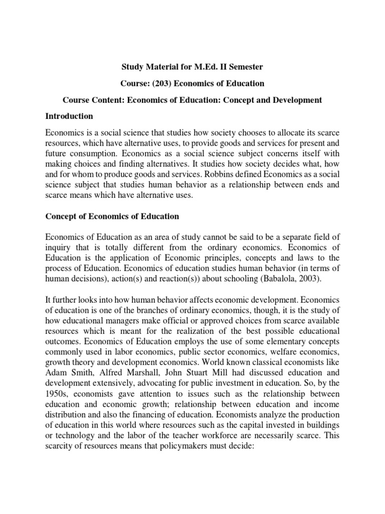 Education of Economics | PDF | Economics | Education Economics