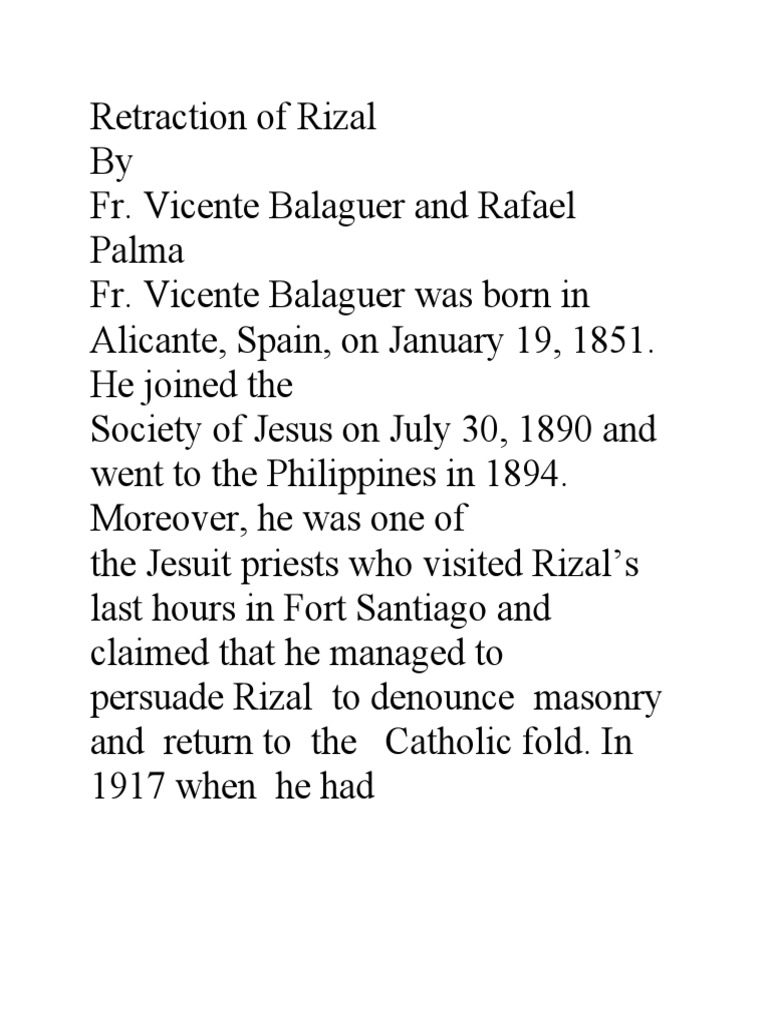 Retraction of Rizal | PDF