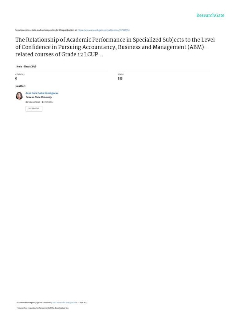 Academic Performance and Confidence Level Finals Research | PDF ...