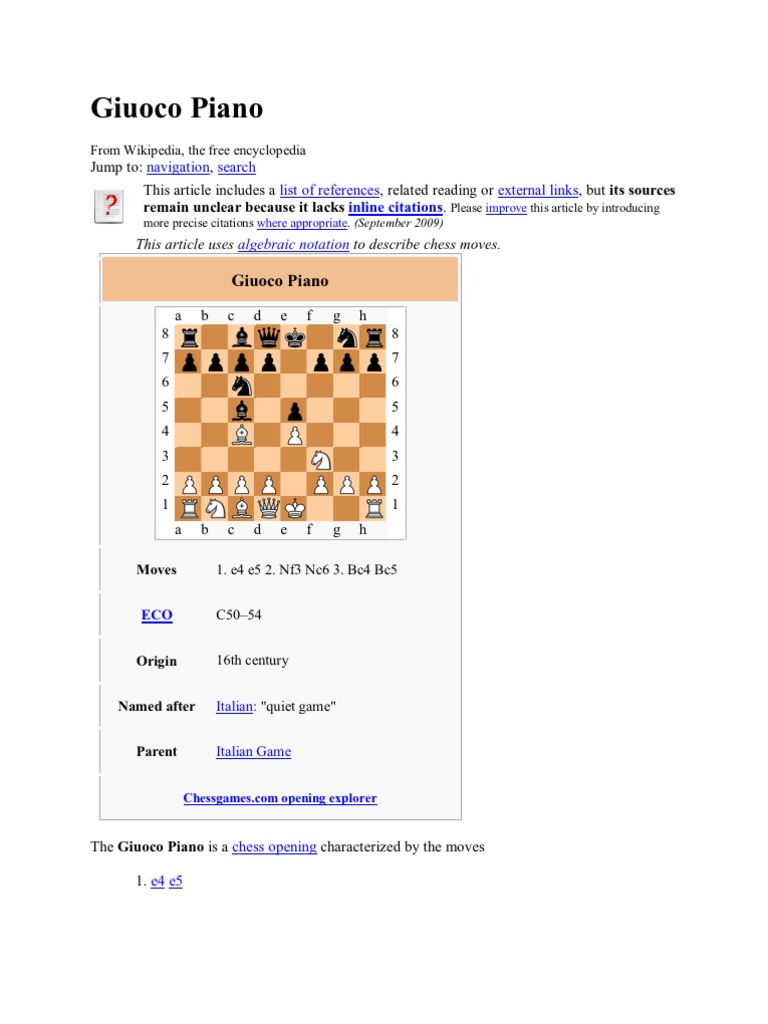 Giuoco Piano | PDF | Chess Openings | Chess Theory