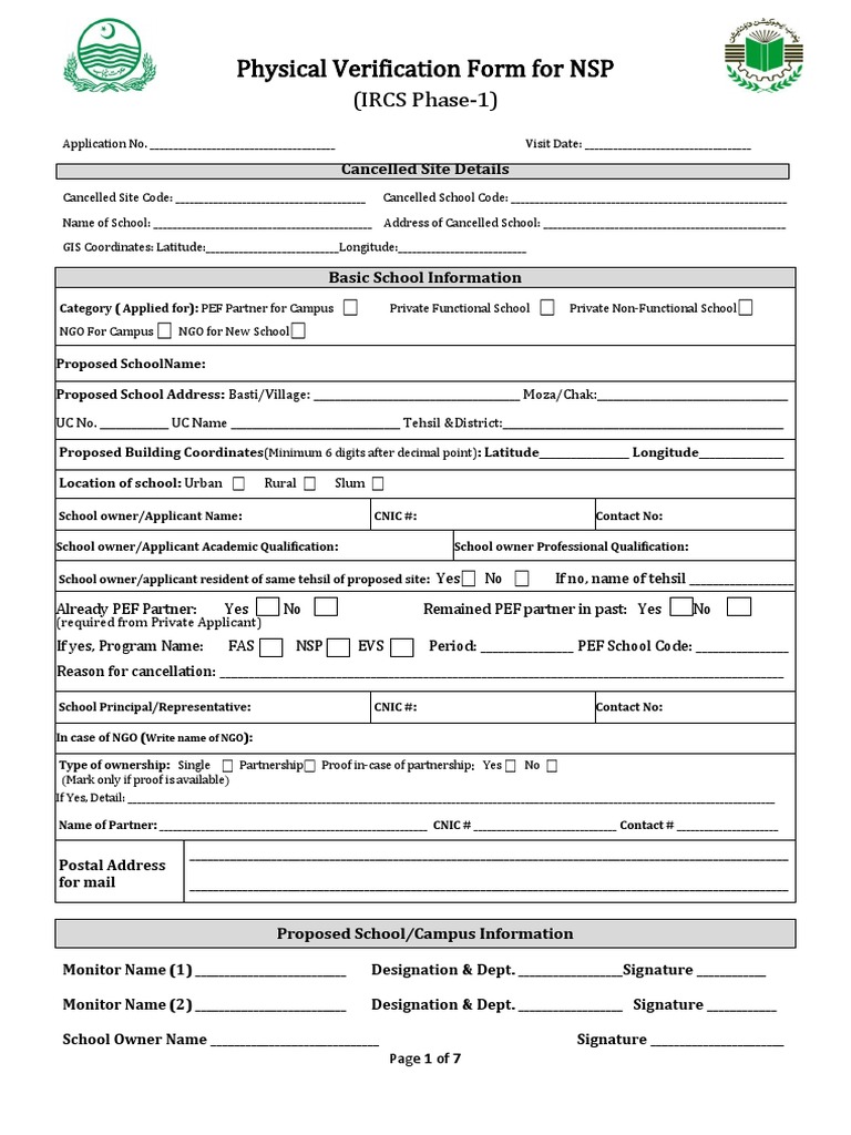 IRCS-NSP PV Form | PDF | Teachers | Schools