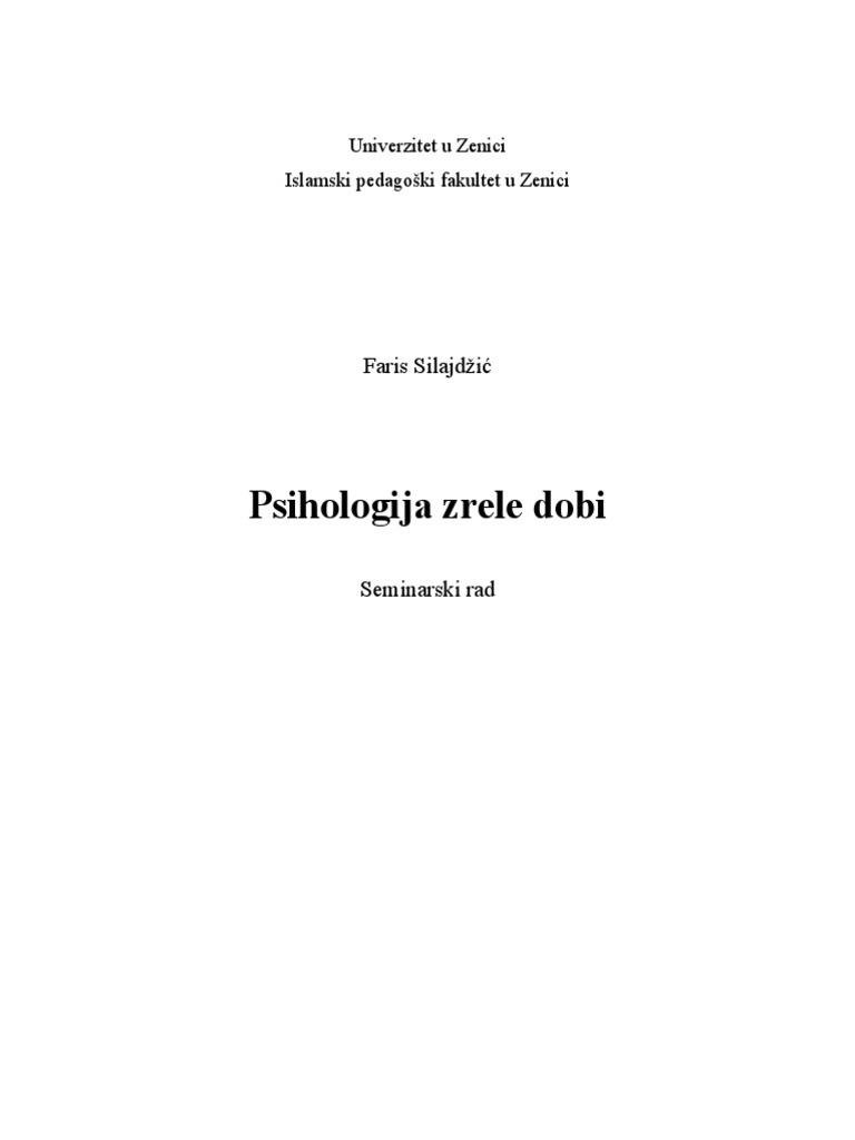 Seminarski, Razvojna Psihologija | PDF