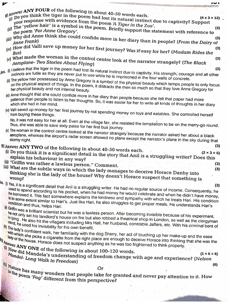 Q-A of Sample Paper 5 | PDF