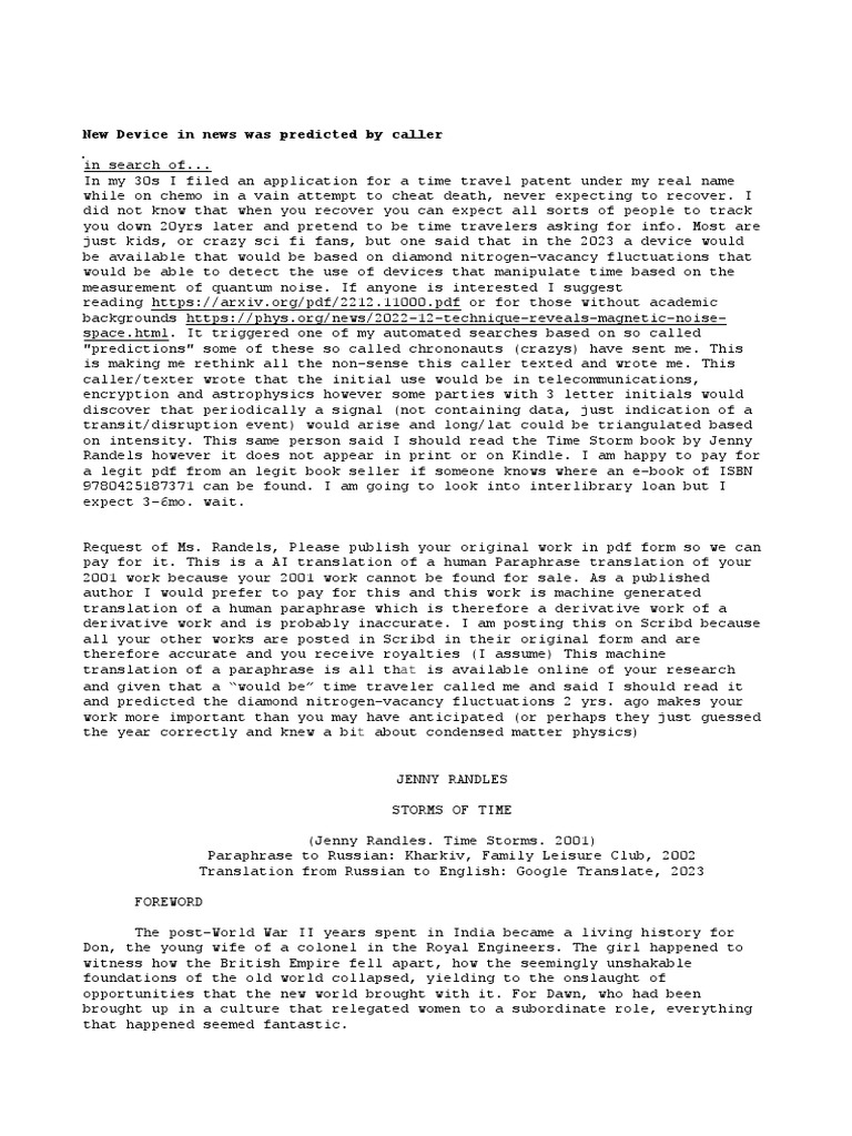 Temporal Storms and Time Travel Insights | PDF | Unidentified Flying ...