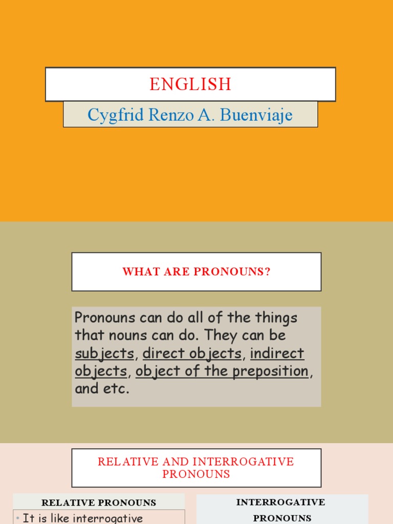 Relative and Interrogative Pronouns | PDF | Pronoun | Human Communication