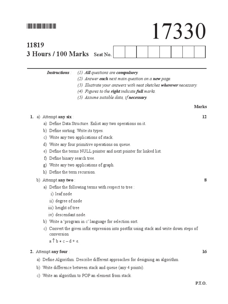 Co 3 Sem 17330 Data Structure Using Cwinter 2018 | PDF | Computer ... Co 3 Sem 17330 Data Structure Using Cwinter 2018 | PDF | Computer ...