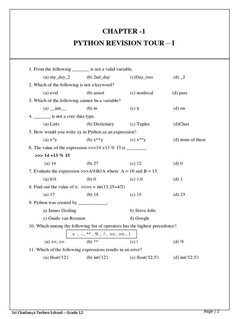 WORKSHEET 1 (Chapter 1,2 & 3) | Download Free PDF | Boolean Data Type | Control Flow