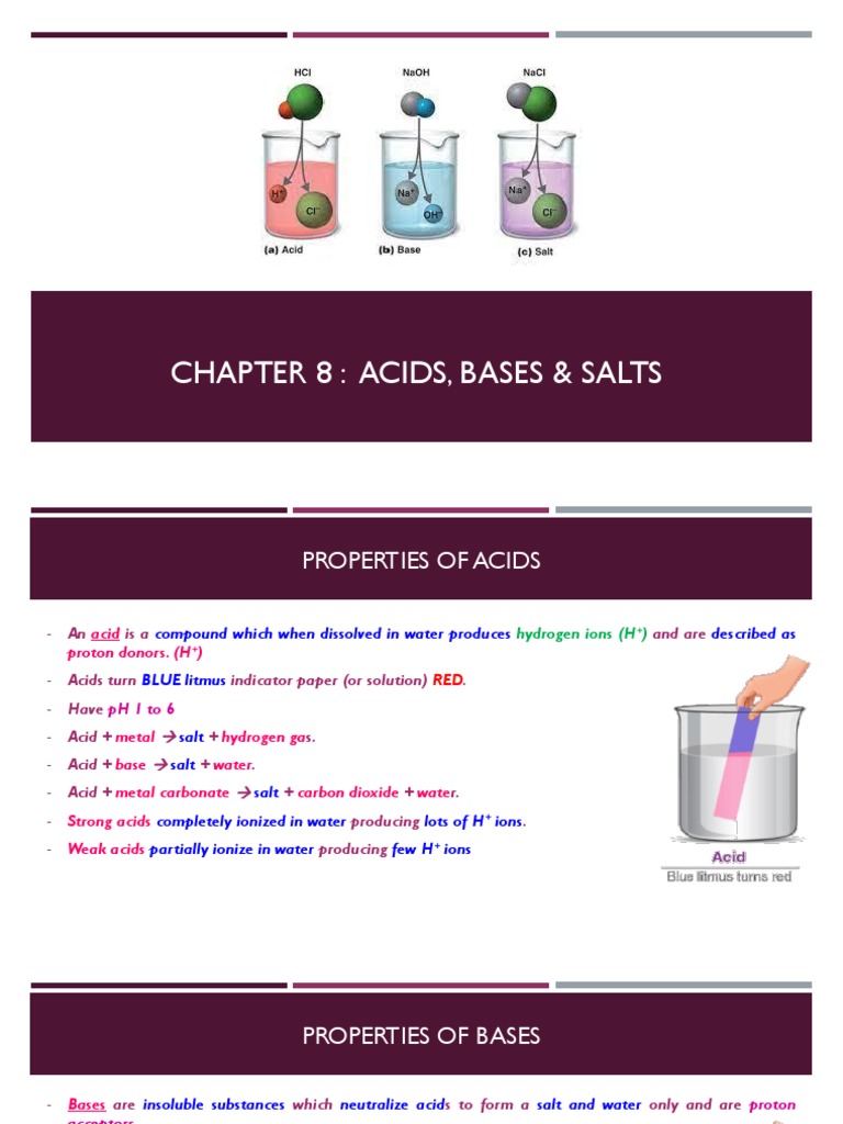 Chapter 8 - Acids, Bases and Salts | PDF | Salt (Chemistry) | Acid
