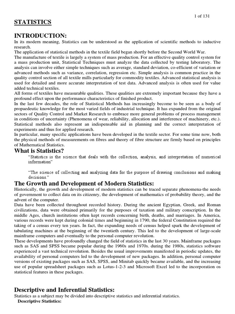 STATISTICS (Pages 131) | PDF | Statistics | Sampling (Statistics)