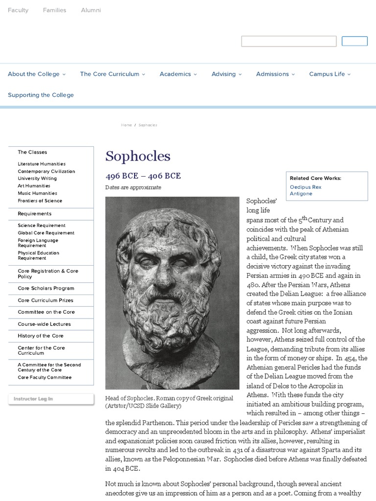Sophocles - Brief Bio - The Core Curriculum | PDF | Sophocles | Tragedy