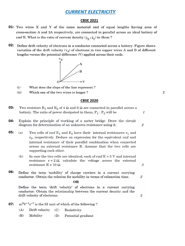 02-Current Electricity PYQ | PDF