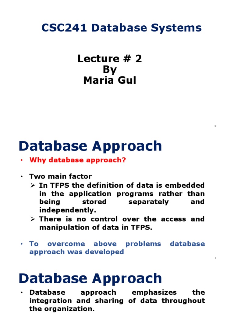 Database Approach Advantages and Database Management Systems | PDF ...