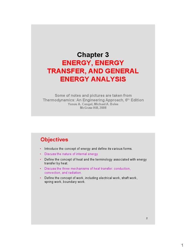 Energy, Energy Transfer, and General Energy Analysis: Objectives | PDF | Heat | Heat Transfer