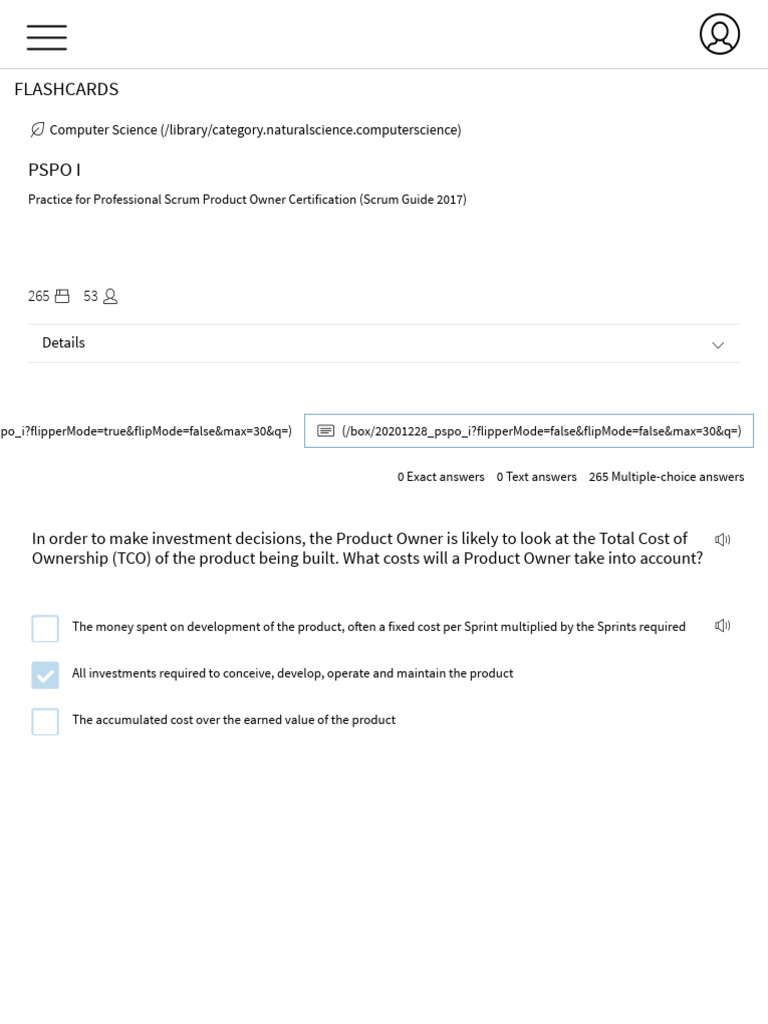 Set of Flashcards PSPO I 3 | PDF | Scrum (Software Development) | Computing