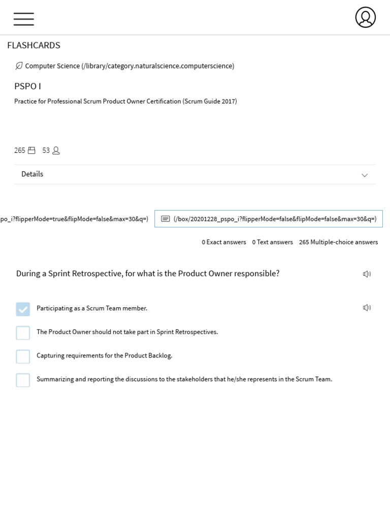 Set of Flashcards PSPO I 2 | PDF | Scrum (Software Development) | Business