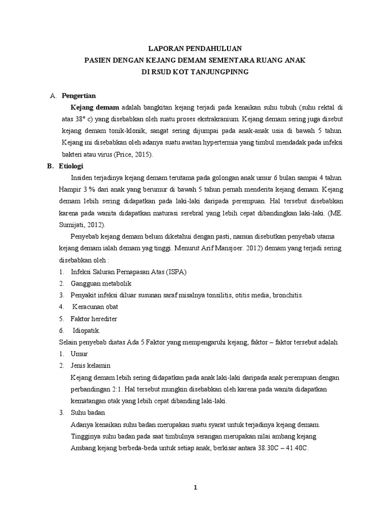 Kejang Demam pada Anak: Laporan RSUD Kot Tanjungpinang | PDF | Sains ...