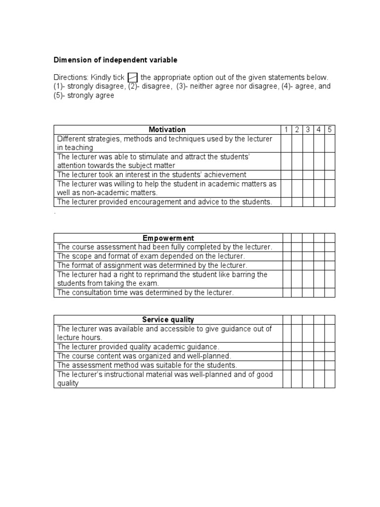 Student Satisfaction Survey Questionnaire | PDF | Career & Growth