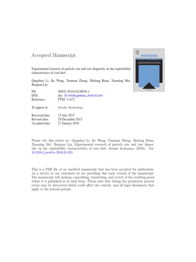 Coal Dust Explosion: Particle Size Effects | PDF | Explosion | Combustion