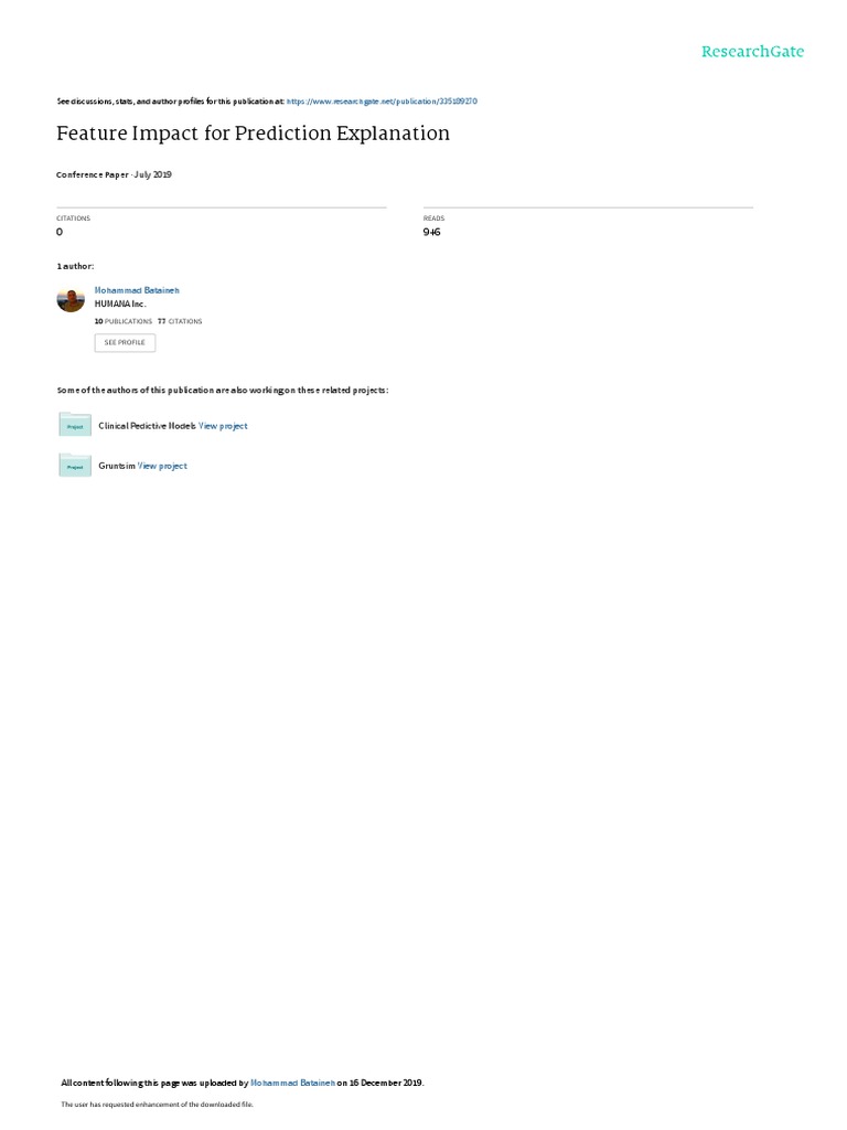 Feature Impact For Prediction Explanation 2 Annotated Pdf
