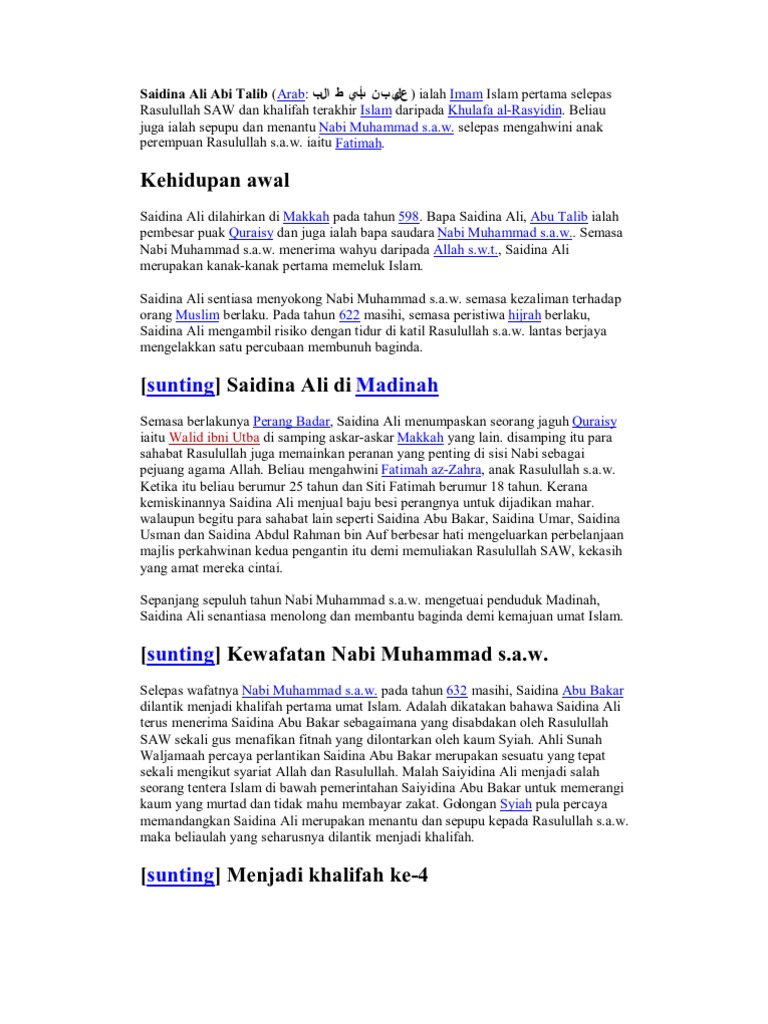 Saidina Ali Abi Talib | PDF