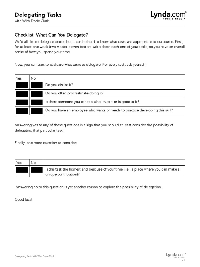 What Can You Delegate Checklist | PDF