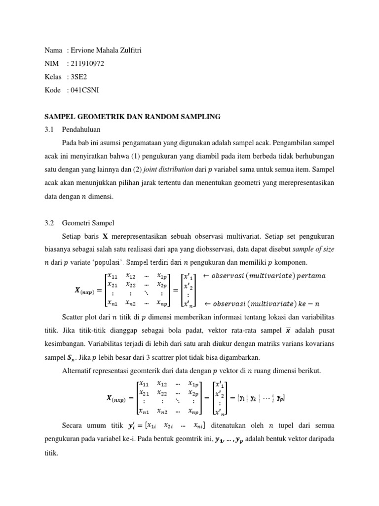 Analisis Peubah Ganda Sampel Geometrik Dan Random Sampling | PDF