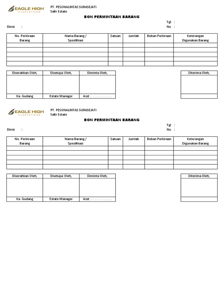Form Bon Gudang | PDF