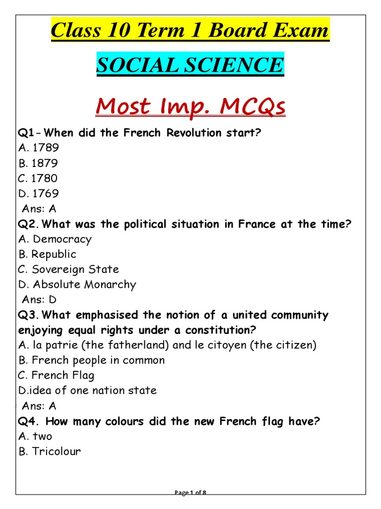 35 Most Important MCQs of CL 10 SOCIAL SCIENCE | PDF | Scotland | Ireland