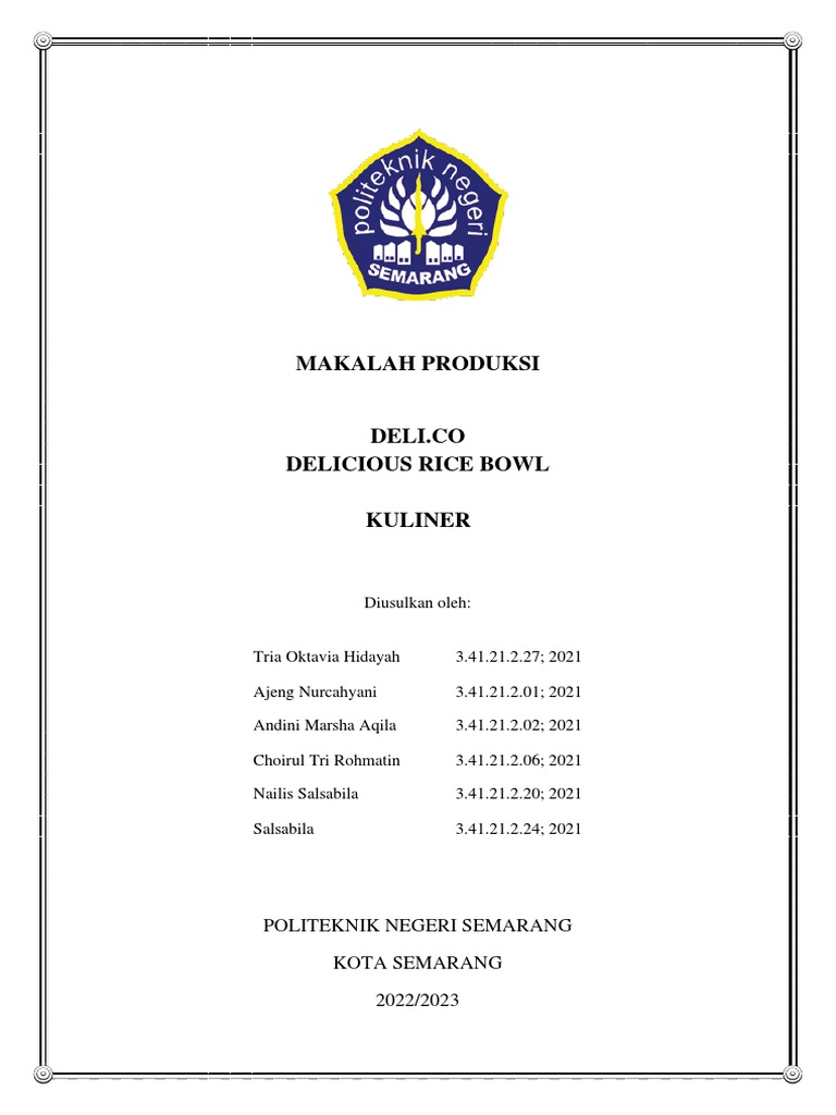 Makalah Produksi Deli - Co (POLINES) | PDF