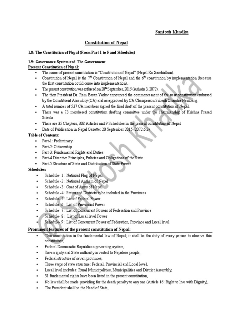 An Overview Of Nepal S Constitution Governance Structure Fundamental
