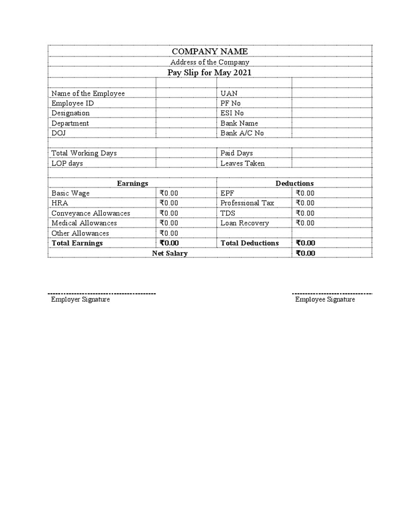 Salary Slip Format 3 Word | PDF