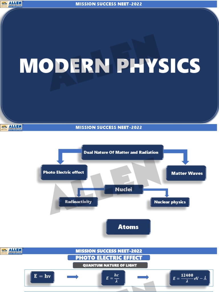 Modern Physics | PDF | Radioactive Decay | Photoelectric Effect