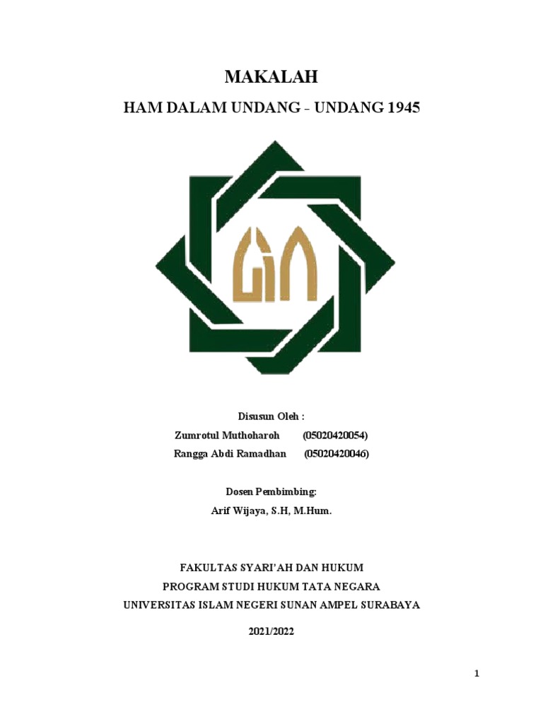 HAM dalam UUD 1945: Pengaturan dan Pengakuan | PDF