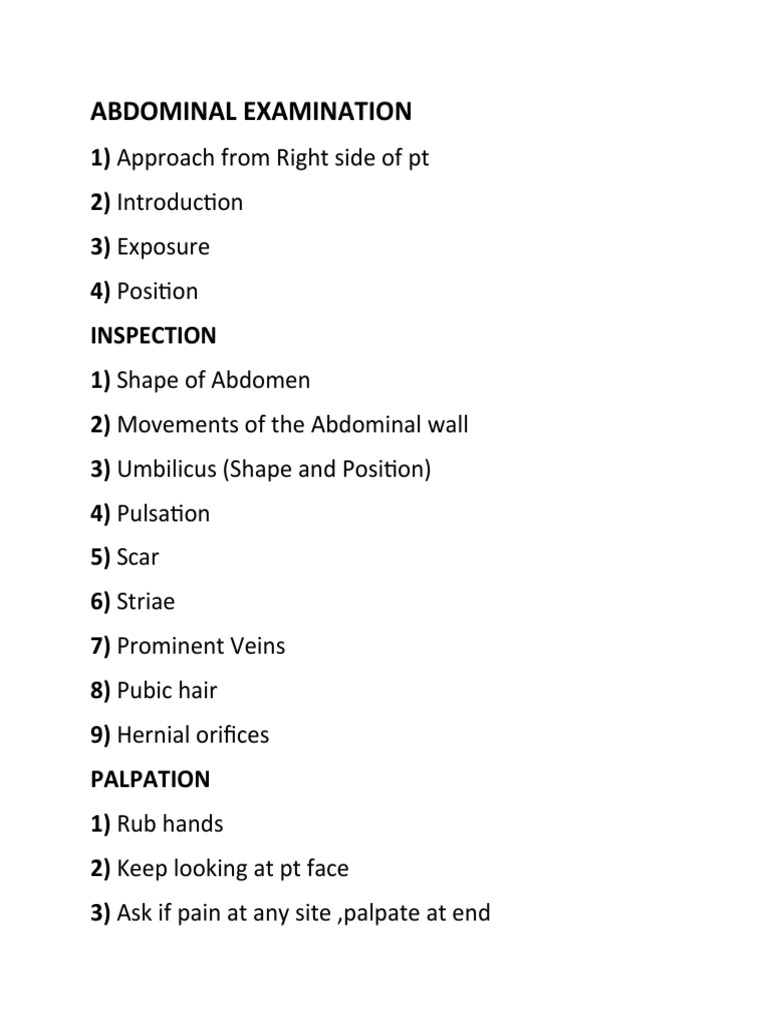 Abdominal Examination | Download Free PDF | Abdomen | Medical Specialties