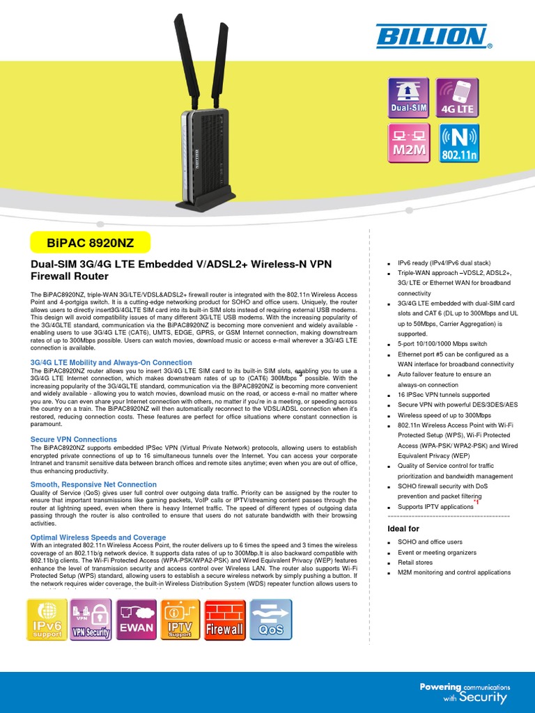 BiPAC 8920NZ | PDF | Wi Fi | I Pv6