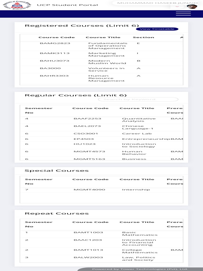 UCP Student's Portal | PDF | Science