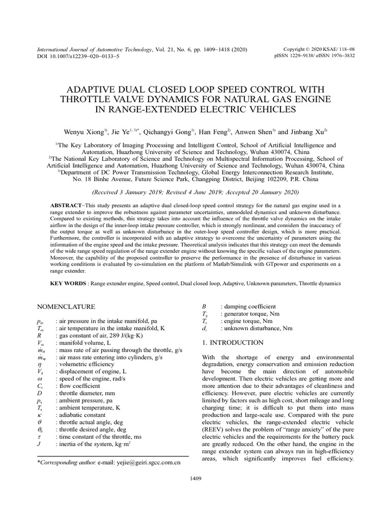 Adaptive Dual Closed Loop Speed Control With Pdf Control Theory