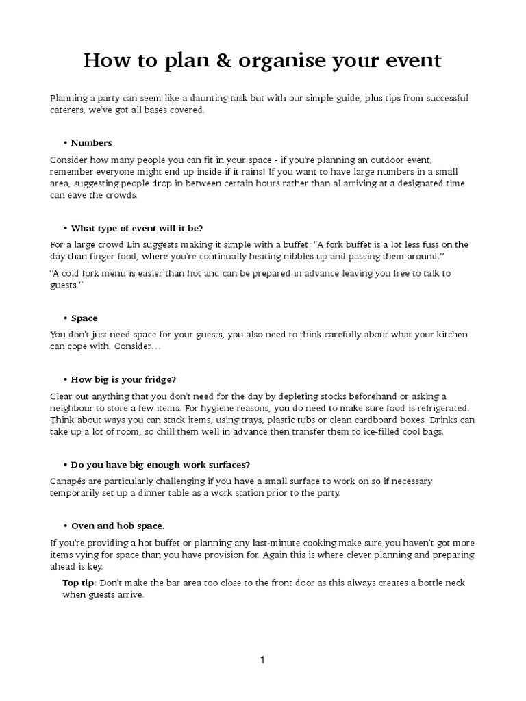 How To Plan Your Event | PDF | Tableware | Food And Drink